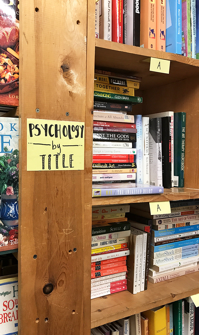 Psychology books organized by title, because even your book-buying habits deserve proper analysis.