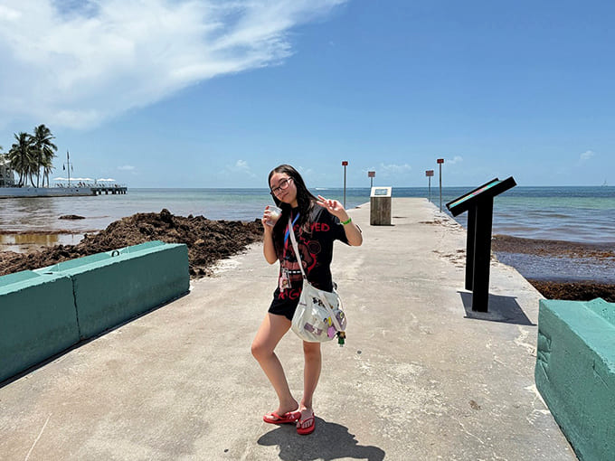 The pier stretches toward Cuba like a finger pointing at adventure, though you'll need more than a pier to actually get there.
