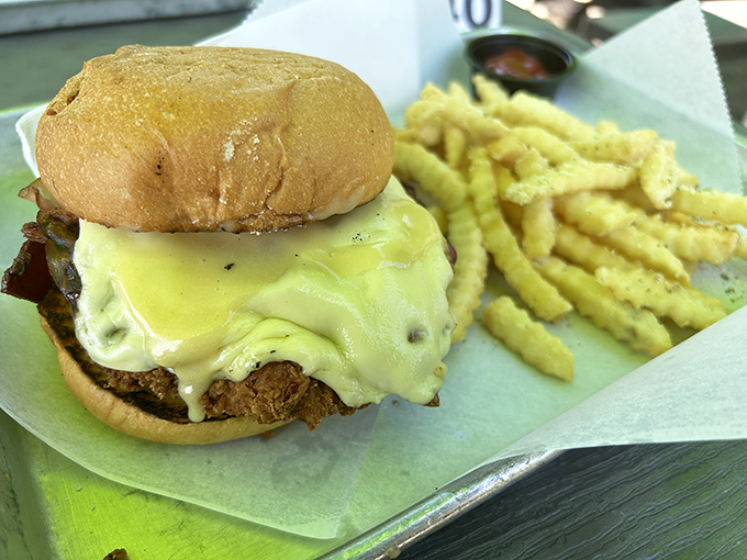 This isn't your average chicken sandwich&mdash;it's a masterclass in texture and flavor, with melty cheese that's practically doing a victory lap.