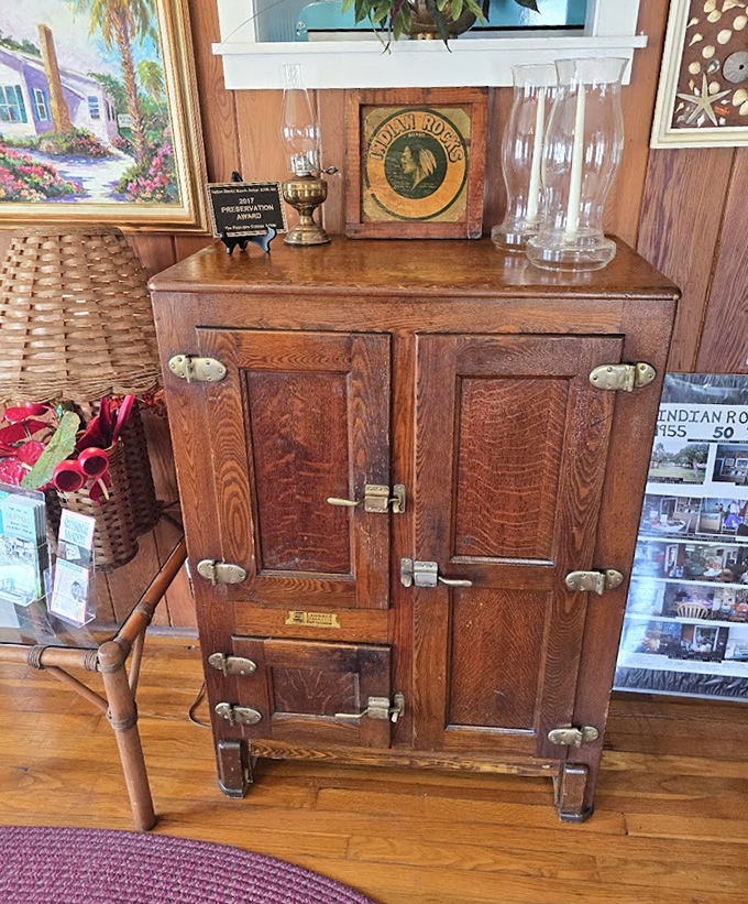 This antique ice box isn't just furniture &ndash; it's a reminder of coastal ingenuity before modern refrigeration made Florida living considerably easier.