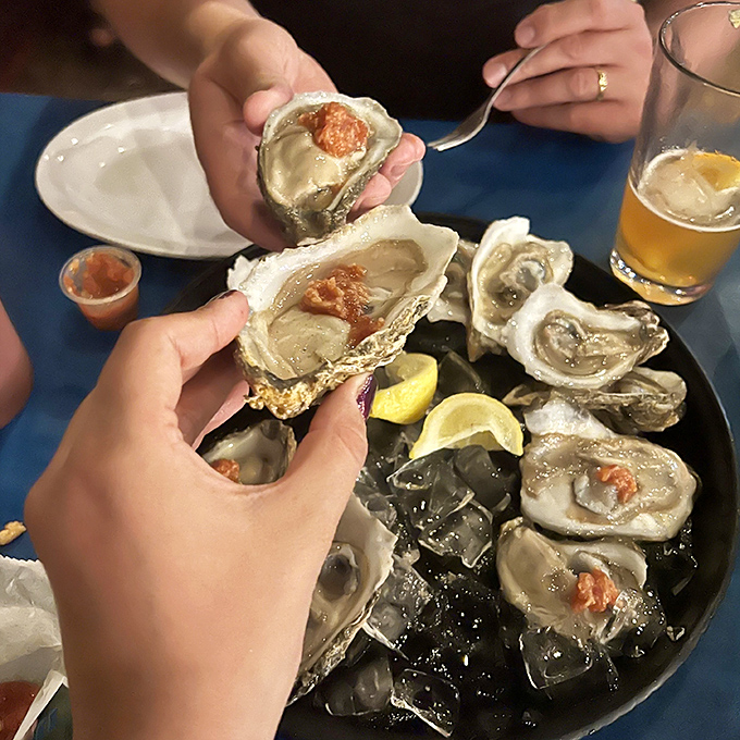 A platter of oysters on ice &ndash; nature's perfect appetizer waiting for a squeeze of lemon and perhaps a drop of hot sauce.