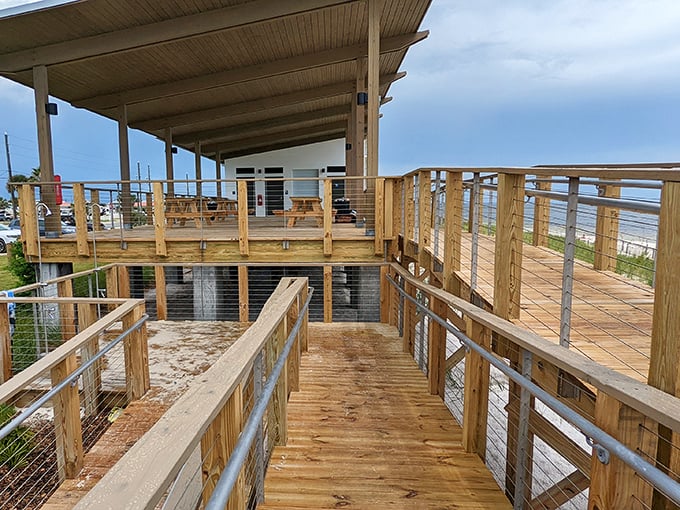 This elevated wooden deck offers panoramic views that make even the most jaded travelers pause in appreciation.