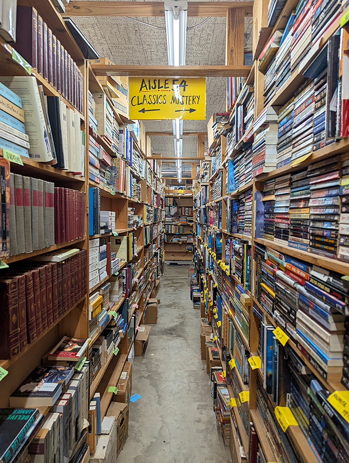 Aisle 54 beckons with classics and mysteries, where Agatha Christie might help you solve the case of your expanding home library.