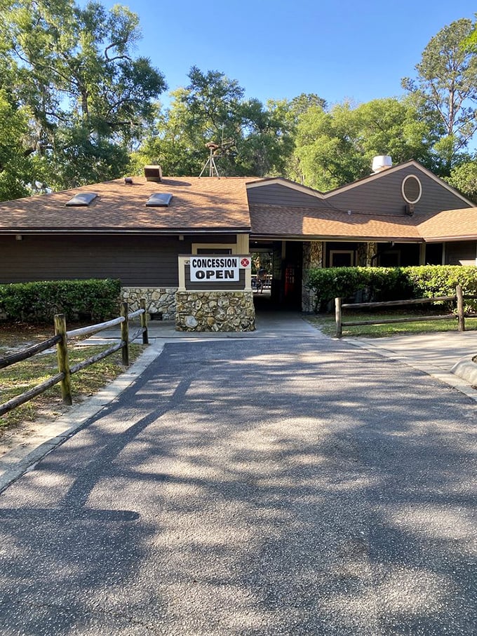 The park's concession stand welcomes hungry adventurers, because floating works up an appetite like nothing else.