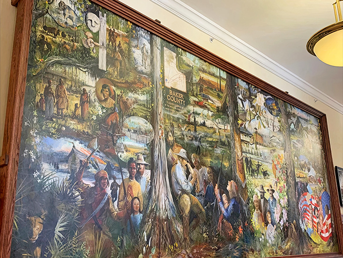 This courthouse mural doesn't just tell Baker County's story &ndash; it practically invites you to pull up a chair and stay for the sequel.
