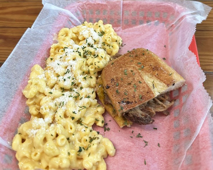 The Cuban slider cozies up to mac and cheese like old friends reuniting &ndash; a comfort food power couple that's impossible to resist.