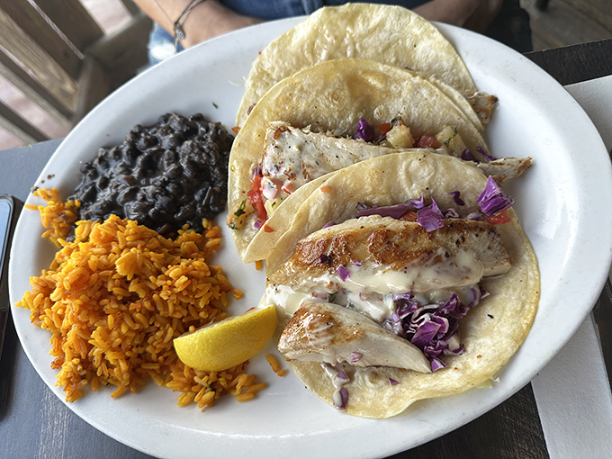 Fresh fish finds its perfect home in these tacos, where the vibrant colors mirror the Florida sunset you'll enjoy while dining.