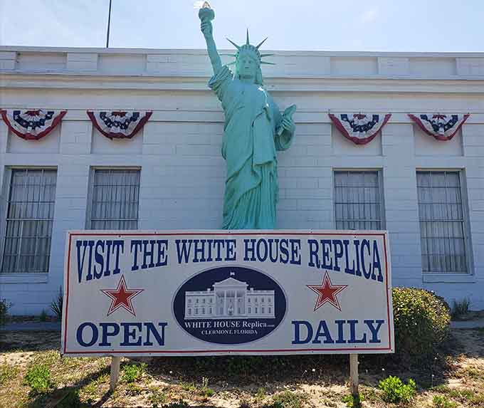 Lady Liberty makes an appearance because why should New York have all the fun, plus every presidential museum needs at least one iconic American monument.