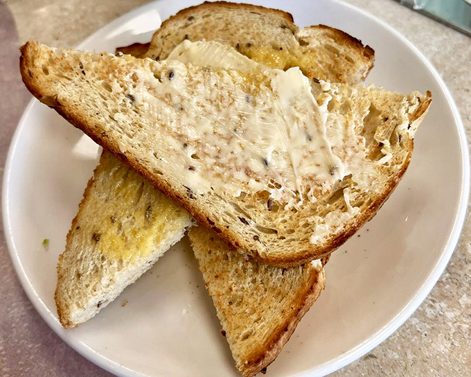 Buttered rye toast &ndash; the unsung hero of breakfast plates everywhere, ready to soak up egg yolk or simply deliver carb comfort.