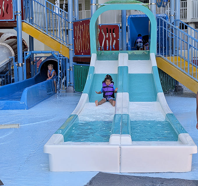 The kids' area proves that fun comes in all sizes, with pint-sized slides and splash features designed for maximum giggles per minute.