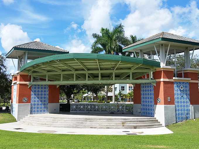 The amphitheater at Carlin Park awaits its next performance, a cultural oasis nestled among Jupiter's natural splendor.
