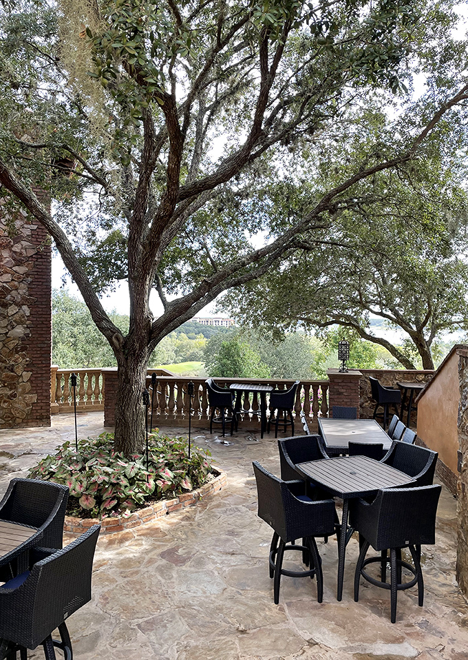 This shaded terrace invites long conversations that start with "Just one more glass" and end with solving all the world's problems by sunset.