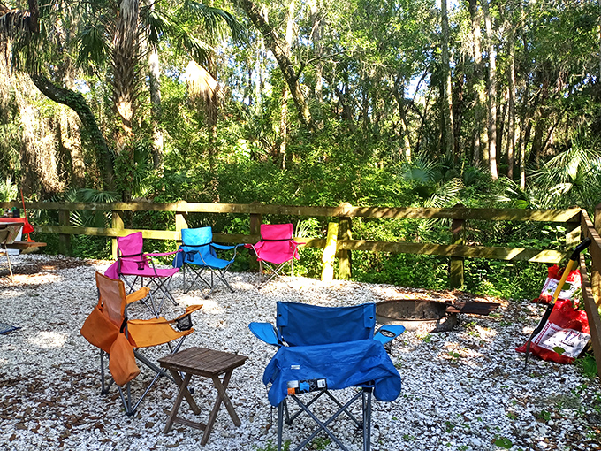 Colorful camping chairs await storytellers and stargazers &ndash; the perfect basecamp for spring adventures.