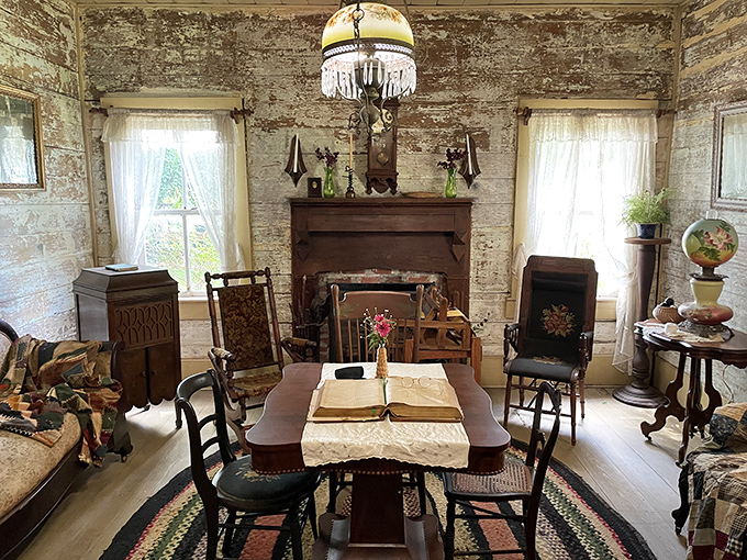 Pull up a chair in this historical interior where the peeling wallpaper isn't a renovation project&mdash;it's a timeline of American domestic life.