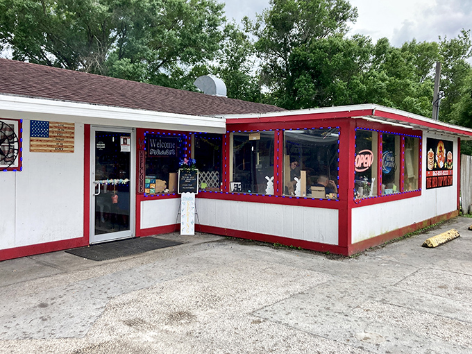 The Red Top Pit Stop's patriotic color scheme matches its all-American menu. This roadside gem in Lakeland serves up diner classics with a smile.
