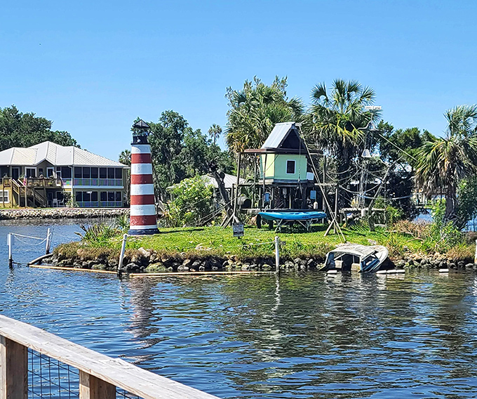 This view from the riverbank shows Monkey Island in all its glory &ndash; a quirky Florida solution to the age-old question: "What do we do with mischievous monkeys?"