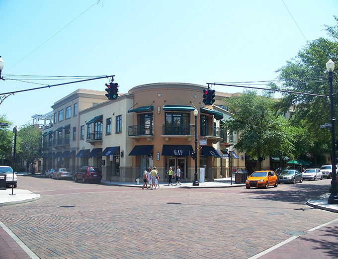 Elegance on display! This architectural gem curves into the brick intersection like a socialite making her entrance.