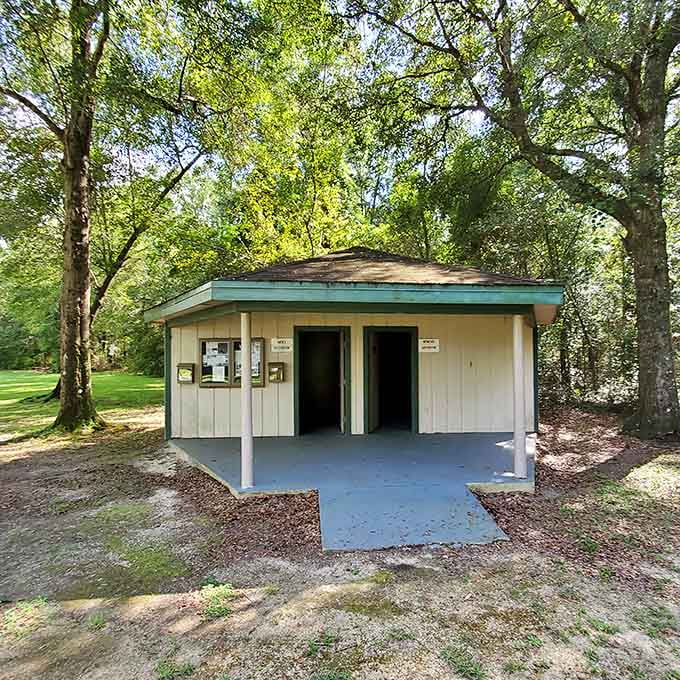 Clean restroom facilities await at the park, proving that even at Florida's highest elevation, modern conveniences are never far away from intrepid explorers.