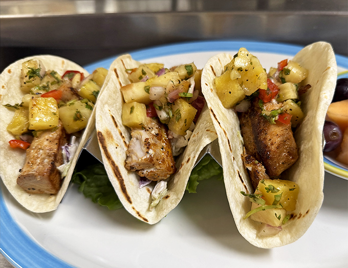 Fish tacos that bring the ocean to your table. The pineapple salsa adds a tropical high note that sings "you're definitely in Florida now."