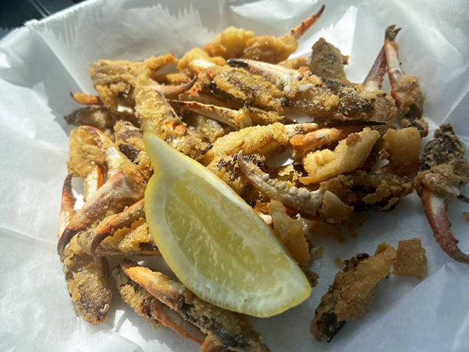 Fried blue crab claws &ndash; golden, crispy treasures from the deep that make you wonder why anyone bothers with the work of whole crabs. All reward, minimal effort.