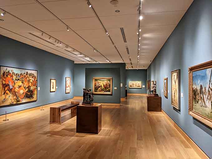 Gallery spaces flow naturally from one theme to another, with thoughtful lighting that makes every piece shine.