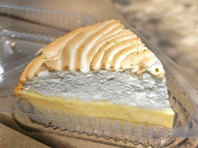 Toasted meringue crowns this slice like a fluffy, caramelized halo &ndash; the Sistine Chapel ceiling of pie toppings.