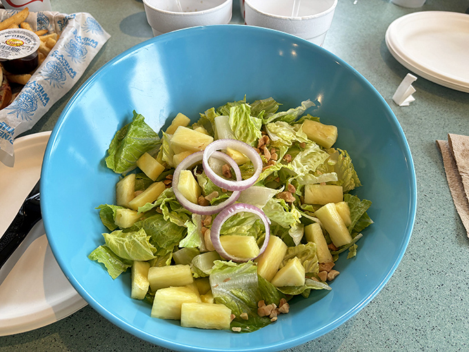 A refreshing pineapple salad that offers a lighter option without sacrificing flavor &ndash; crisp, cool, and perfect for hot beach days.