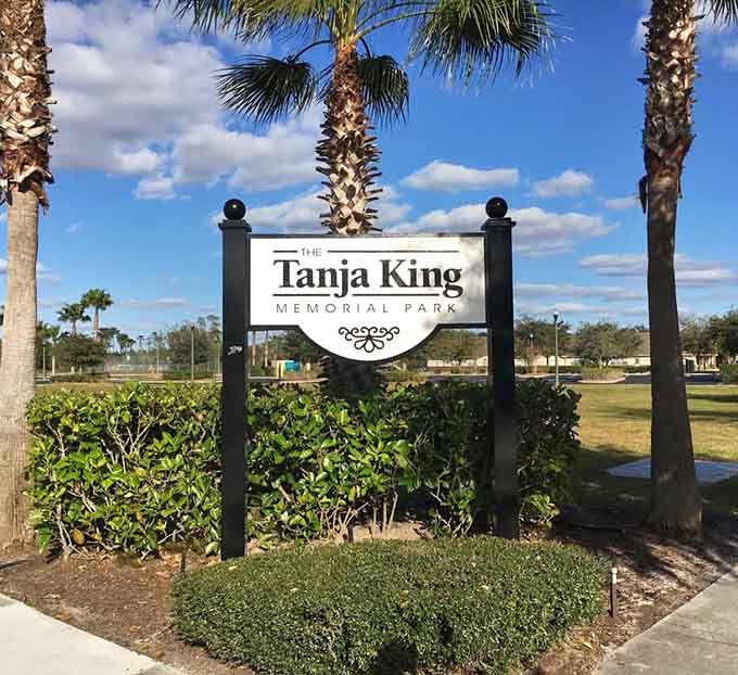 Clear signage welcomes visitors to this community gem, proving that good design includes helping people actually find the place.