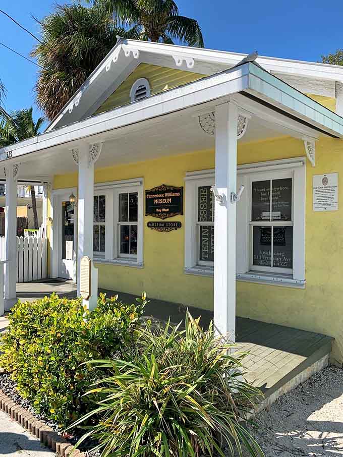 The museum's exterior perfectly captures old Key West charm, with its tropical landscaping and historic architecture creating an inviting atmosphere that Williams himself would have appreciated.