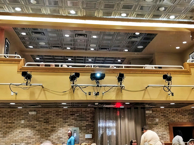 The balcony offers not just a view of the stage but a perspective on how theaters once brought communities together.