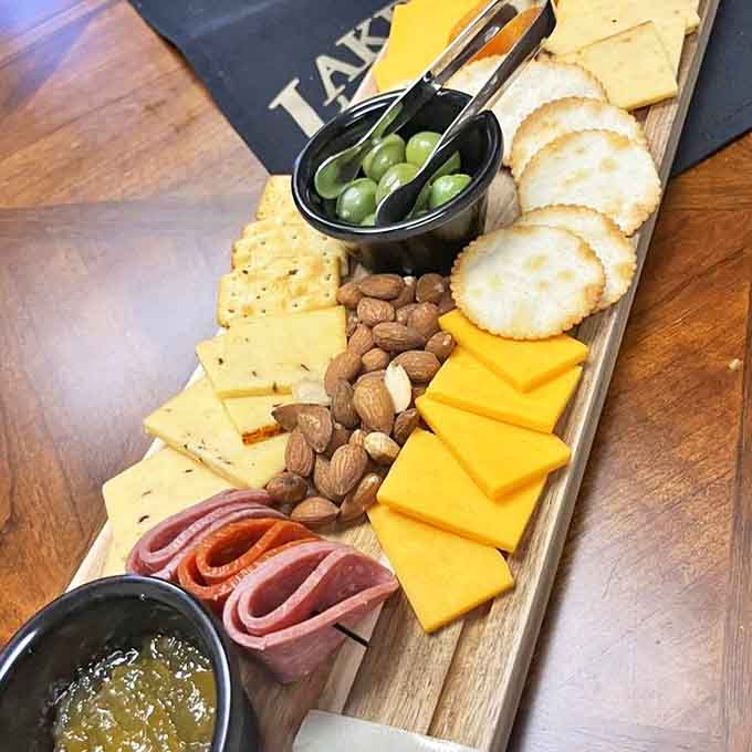 This charcuterie sampler isn't just food – it's a flavor adventure designed to bring out hidden notes in your favorite Lakeridge vintage.