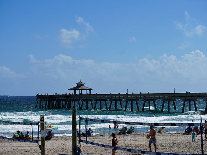 Beach volleyball under the watchful gaze of the pier&mdash;where "I've got it!" is the most optimistic phrase in the English language.