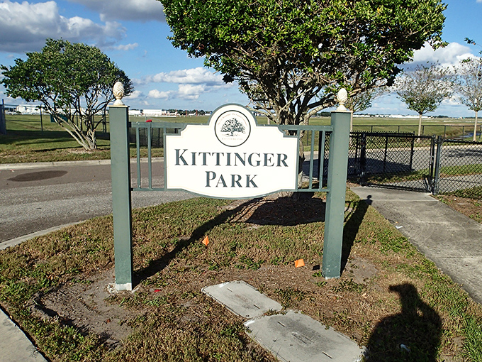Park signage tells the remarkable story of Colonel Joe Kittinger, whose 102,800-foot parachute jump defied both gravity and human limitations.