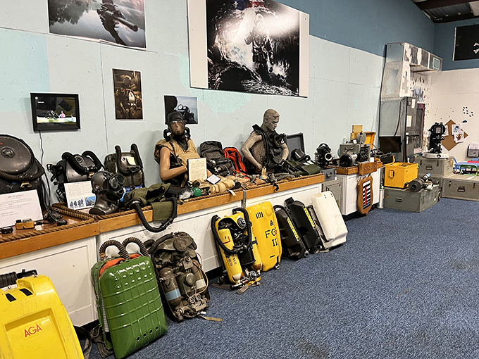 This collection of vintage diving equipment tells the story of underwater exploration through the decades &ndash; each piece representing countless hours beneath the waves.