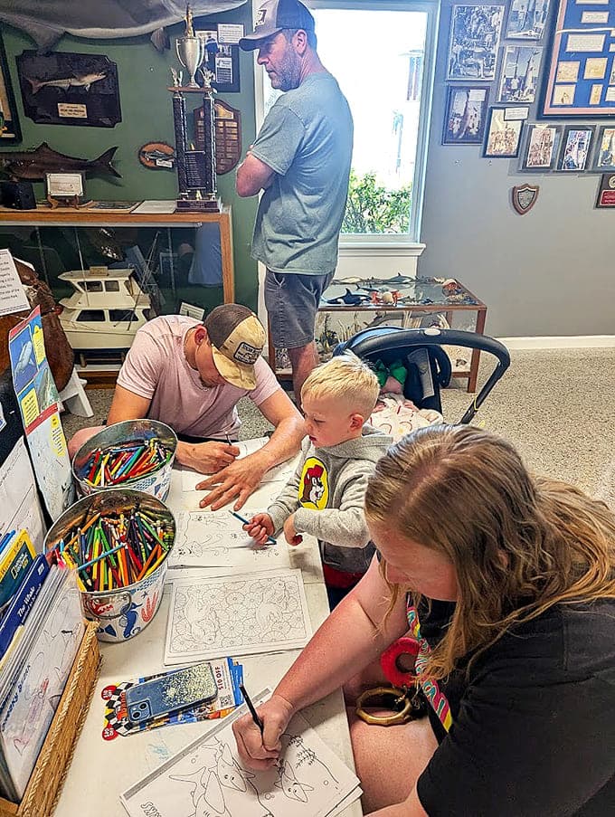 Young visitors discover that history can be hands-on fun with coloring activities and interactive displays.