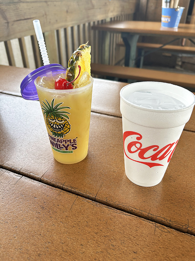Tropical drinks that taste like vacation in a glass &ndash; the signature Pineapple Willy's cocktail comes with a souvenir of good times.