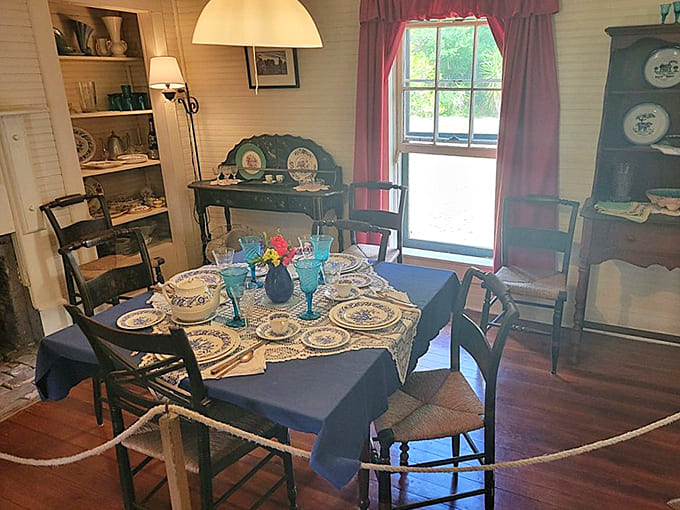 The dining room table set for guests reminds us that Marjorie believed good food and good company were essential to good writing.