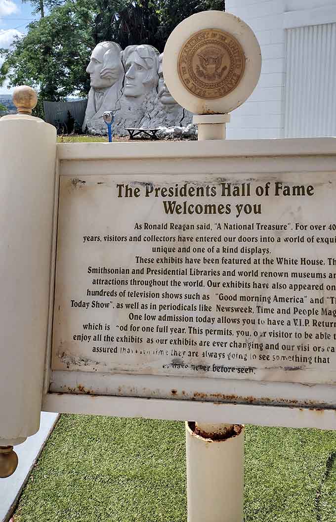 The Presidents Hall of Fame welcomes you with promises of national treasures and exhibits that have graced television screens, minus the commercial breaks and reality show drama.