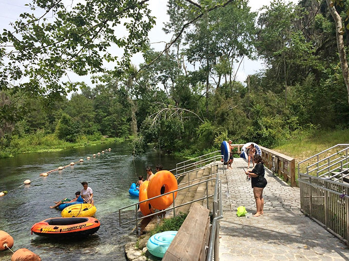 Tubers prepare for launch into nature's lazy river &ndash; the ultimate theme park ride designed by geological forces over thousands of years.