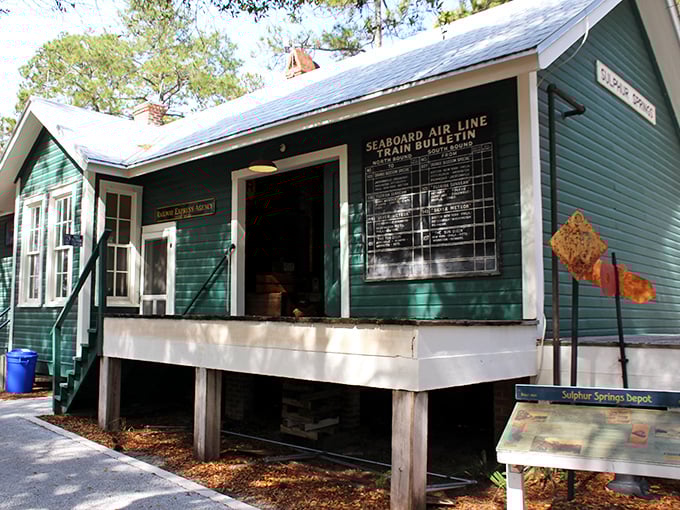 The Sulphur Springs Depot stands ready for trains that will never arrive again, a poignant reminder of rail travel's golden age.