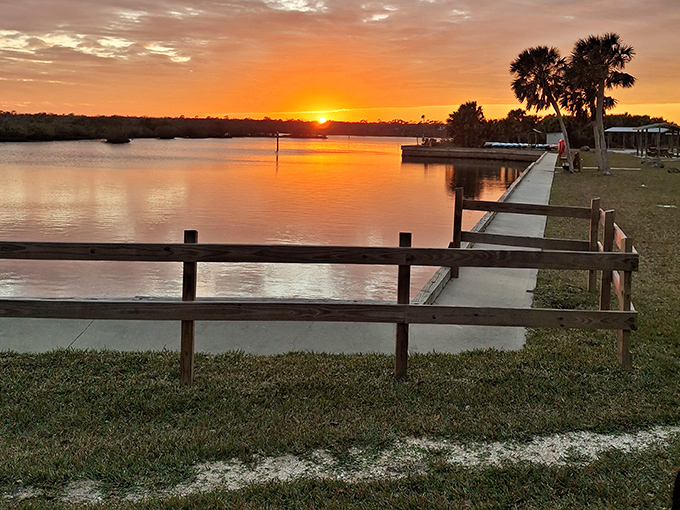 Sunset painters working overtime on the Intracoastal. Mother Nature showing off with a palette of oranges that would make Monet jealous.