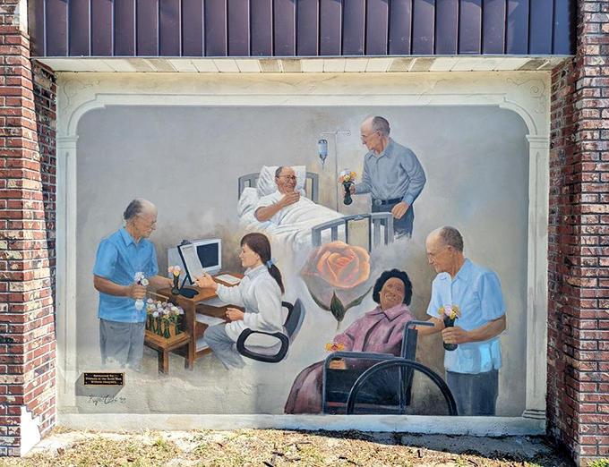 Compassion blooms in this touching hospital scene, where simple flowers become powerful symbols of human connection during difficult times.