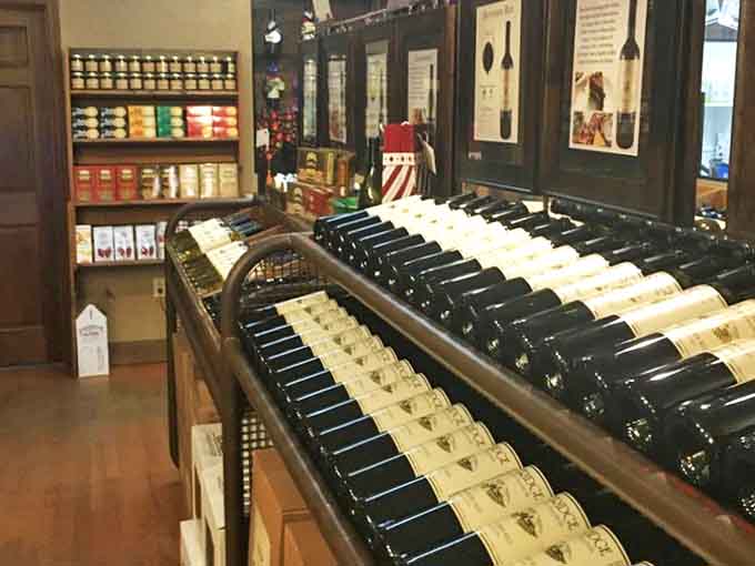 The retail area stands as a wine lover's treasure trove, where bottles line up like soldiers ready to march home with delighted visitors.