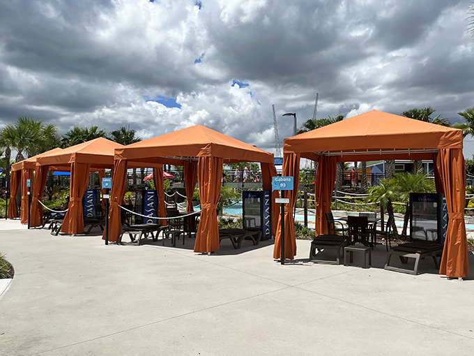 Private cabanas offer a touch of luxury amid the splashing chaos &ndash; like having your own waterfront property for just one perfect day.