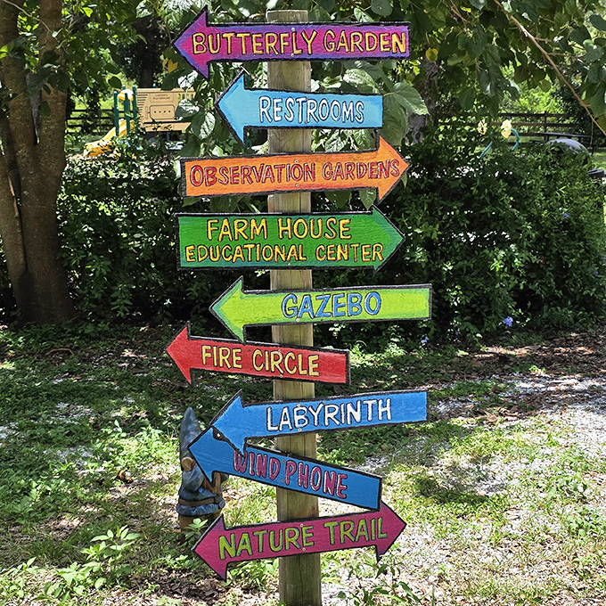 This colorful signpost doesn't just provide directions &ndash; it promises adventures in every direction you choose.