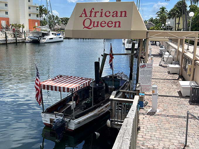The boat's dedicated dock space at Marina Del Mar serves as home base for this floating piece of cinema history.