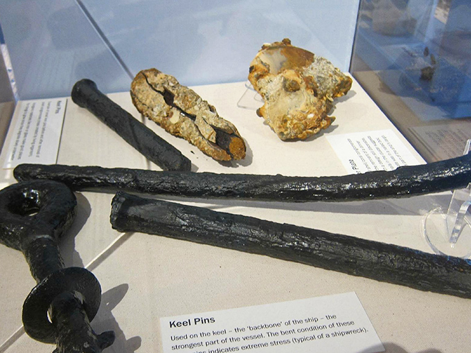 These salvaged keel pins &ndash; the literal backbone of wooden ships &ndash; speak volumes about vessels that met their fate on Florida's challenging coastline.