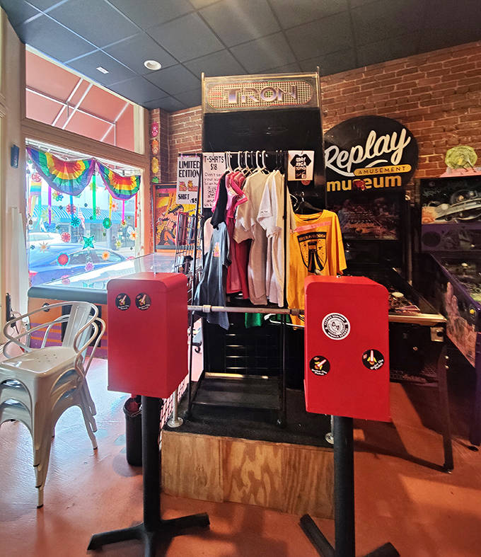 Beyond games, Replay offers memorabilia that celebrates arcade culture, from vintage t-shirts to collectibles for the nostalgic at heart.