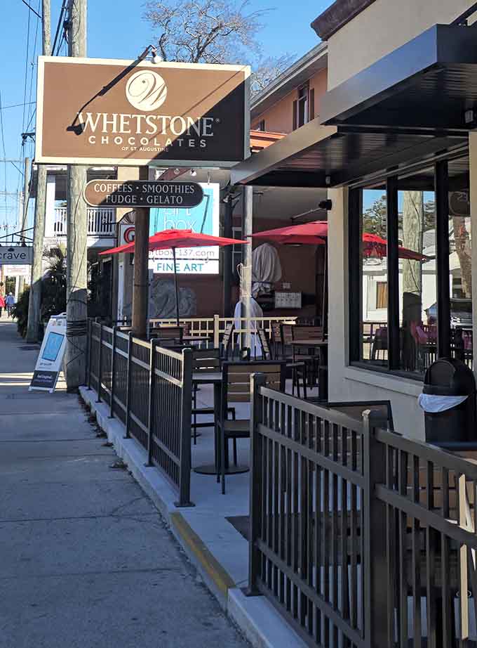Whetstone Chocolates sits on a historic St. Augustine street, blending old-world charm with timeless chocolate-making traditions.