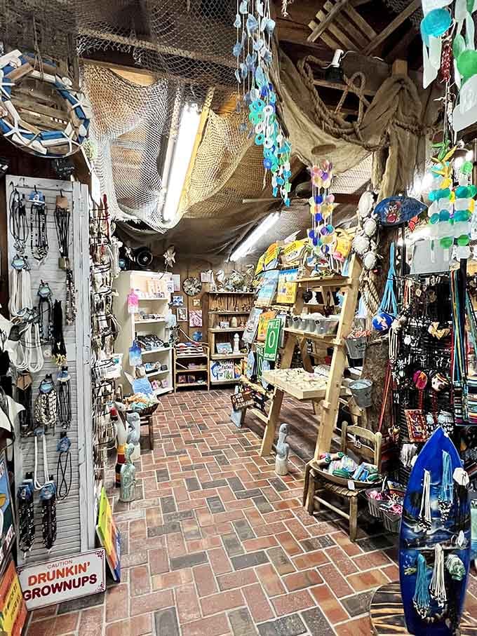 Inside the Rain Barrel shops, the artistic spirit that created Betsy continues with local crafts, jewelry, and treasures that capture island creativity.